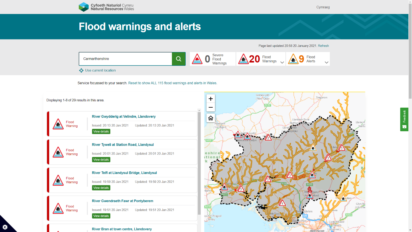 Natural Resources Wales / Flood risk management annual report 2020-2021